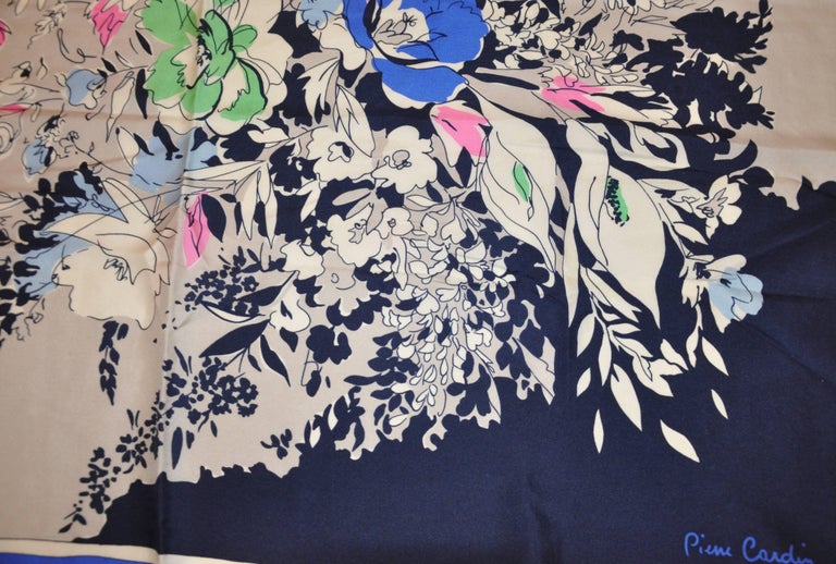 Rare Pierre Cardin Whimsical Multi-Color "Boutique of Florals" Silk ...