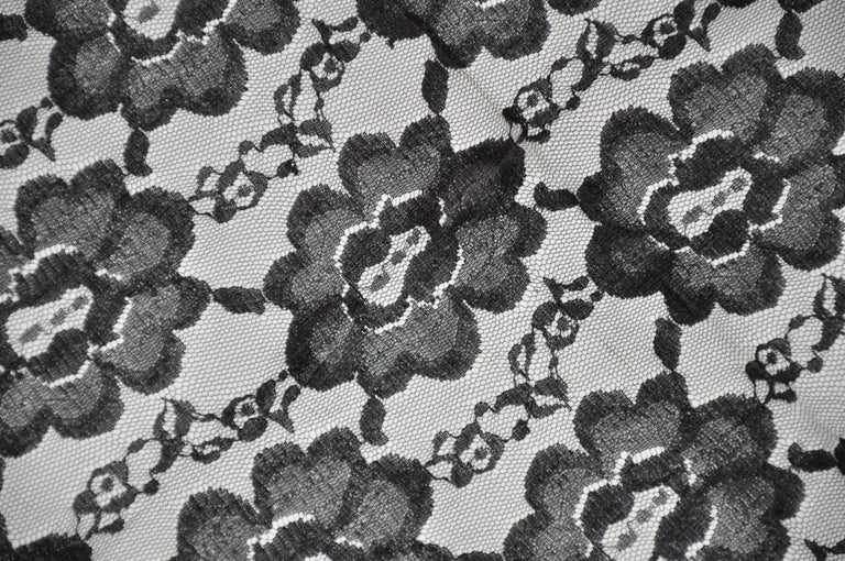 Black Triangle Floral Lace with Floral Lace Border Scarf For Sale at ...