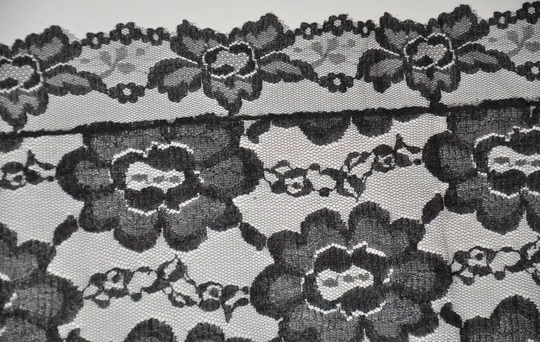 Black Triangle Floral Lace with Floral Lace Border Scarf For Sale at ...