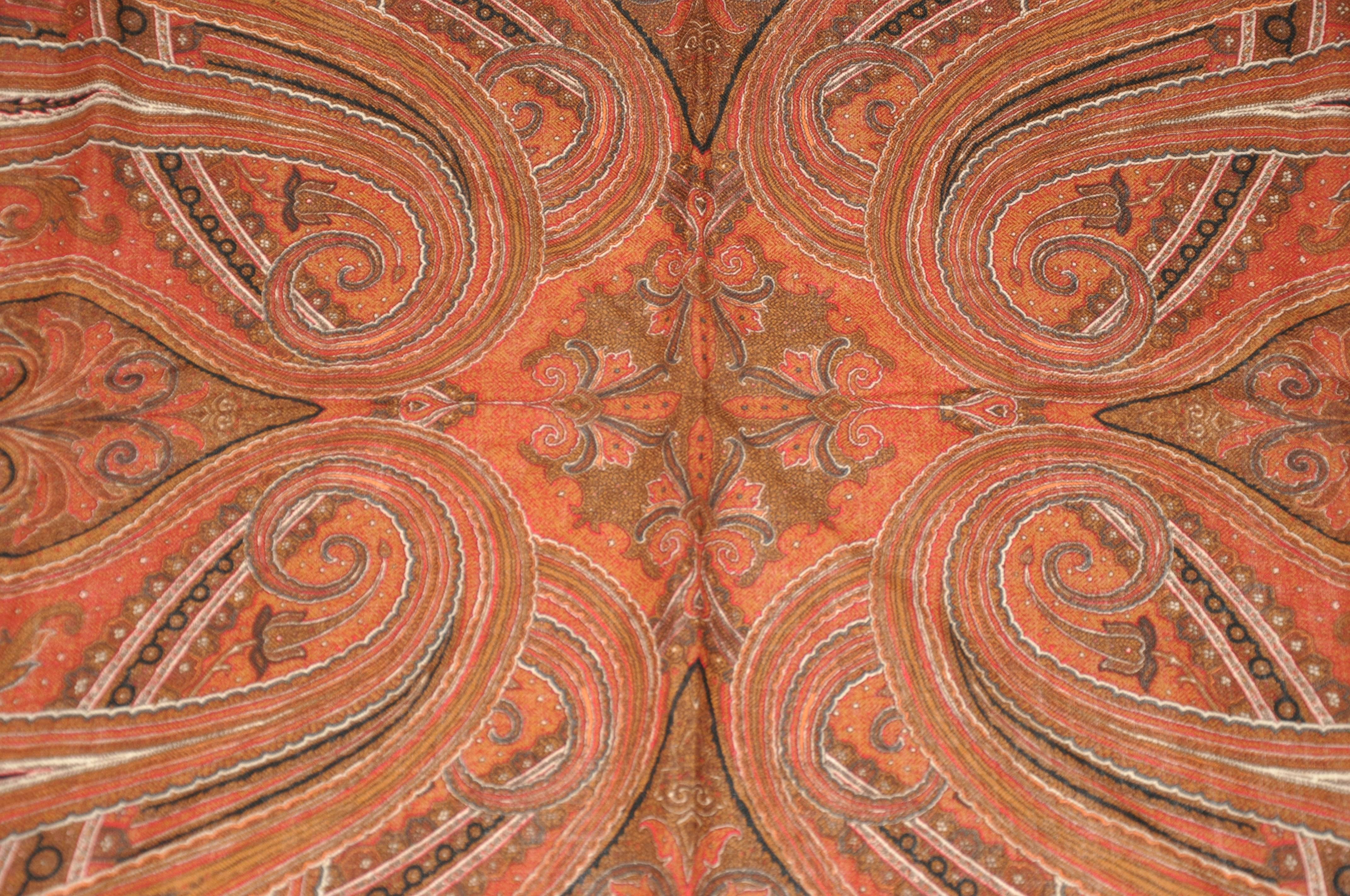 Ellen Tracy Large "Shades of Autumn" Multi-Palsey Wool Challis with ...