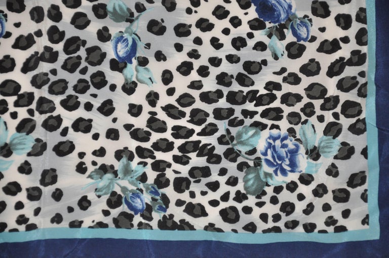 Shades of Navy and Blues with Black Leopard and Floral Silk ...