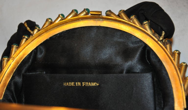 Black Brush-Suede Accented with Gilded Gold Hardware and Peridot Stones ...