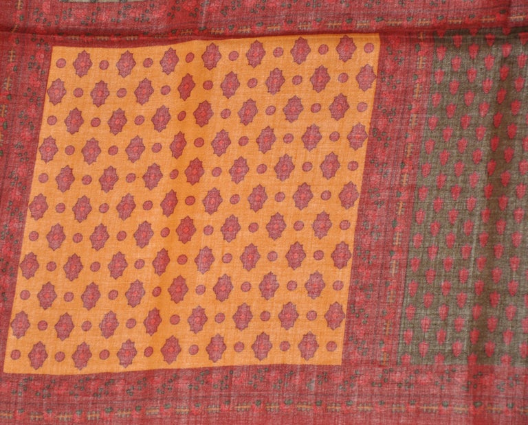 Huge Rich Multi Color "Patchwork" Wool Challis Fringed Shawl For Sale ...