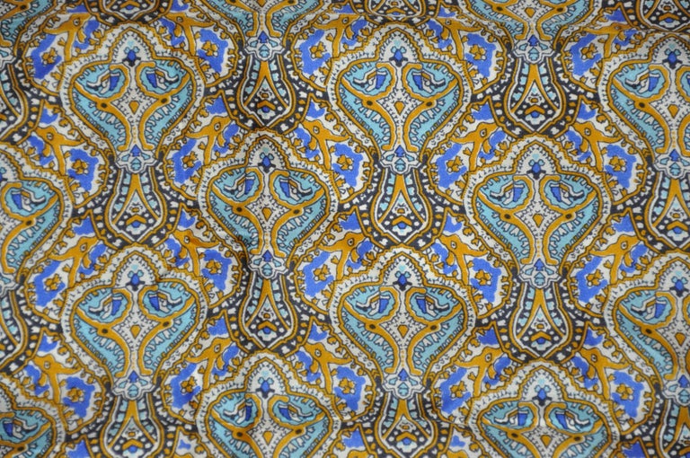 Blue Lapis Border with Multi Palseys Silk Scarf For Sale at 1stDibs