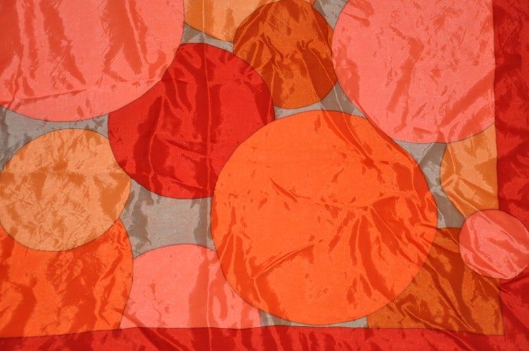 Ruby Red Border with Vivid Multi-Color "Balloons" Scarf For Sale at 1stDibs