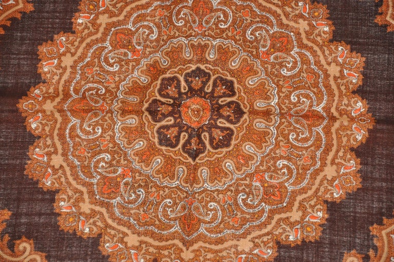 Rich Shades of Browns and Cream Classic Palsey Wool Challis Scarf For ...