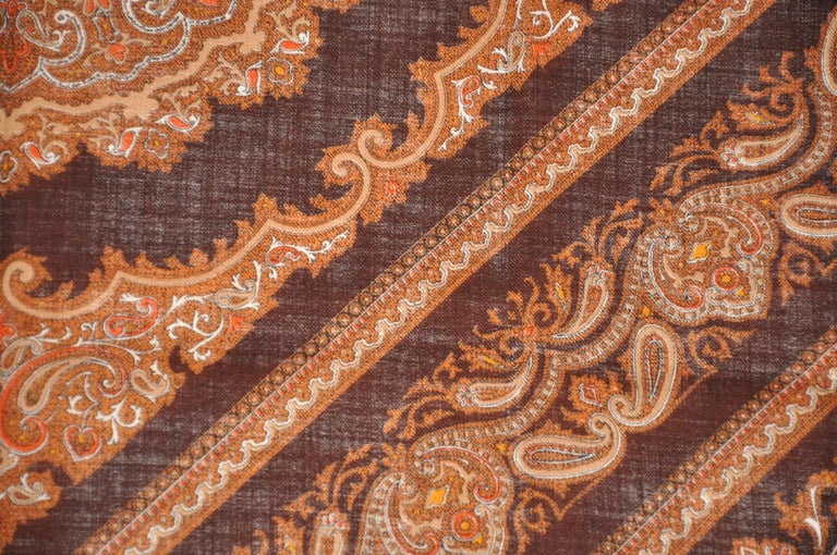 Rich Shades of Browns and Cream Classic Palsey Wool Challis Scarf For ...