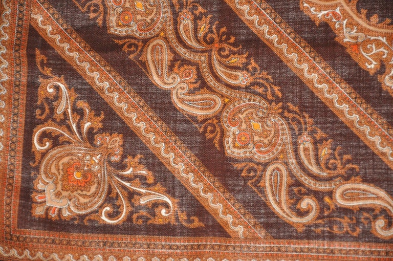 Rich Shades of Browns and Cream Classic Palsey Wool Challis Scarf For ...