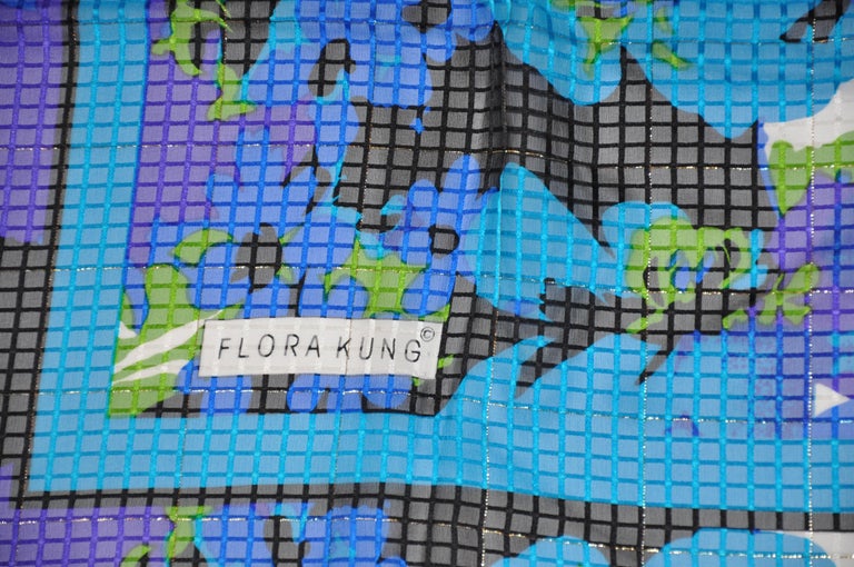 Flora Kung Multi-Color and Metallic Gold Lame "Rich Florals" Silk ...