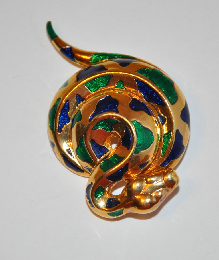 Whimsical Gilded Gold Hardware with MultiColor Enamel Inlay "Copperhead ...