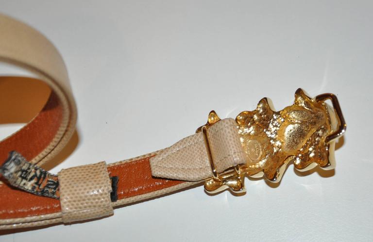 Alexis Kirk Bold Gilded Gold Vermeil Belt Buckle with Textured Leather ...