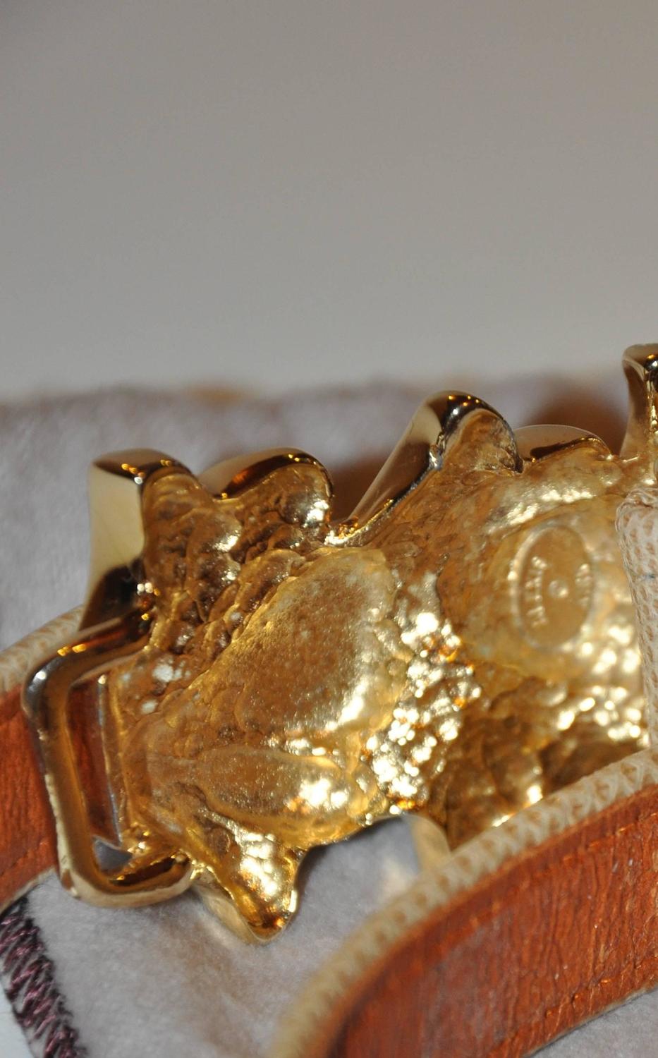 Alexis Kirk Bold Gilded Gold Vermeil Belt Buckle with Textured Leather ...