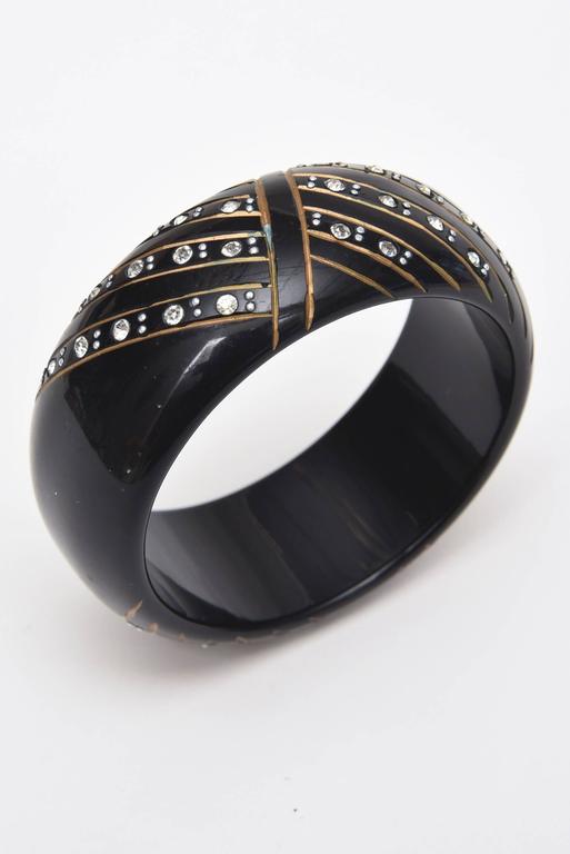 French Resin and Rhinestone Bangle Bracelet For Sale at 1stDibs
