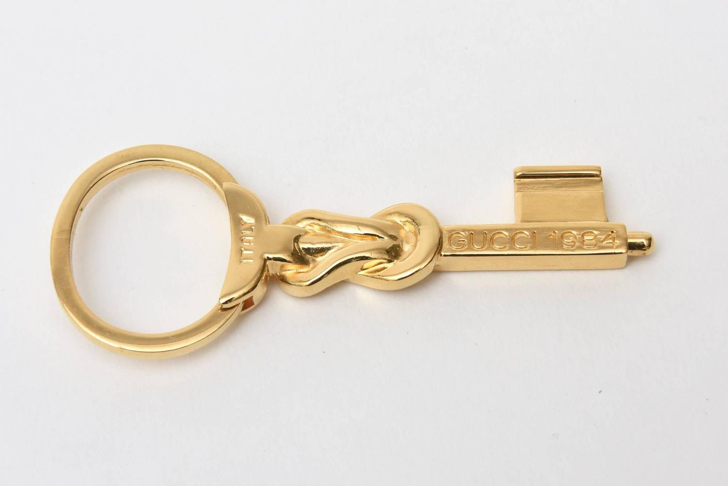 Signed Gucci Gold Plated Key Chain For Sale at 1stdibs