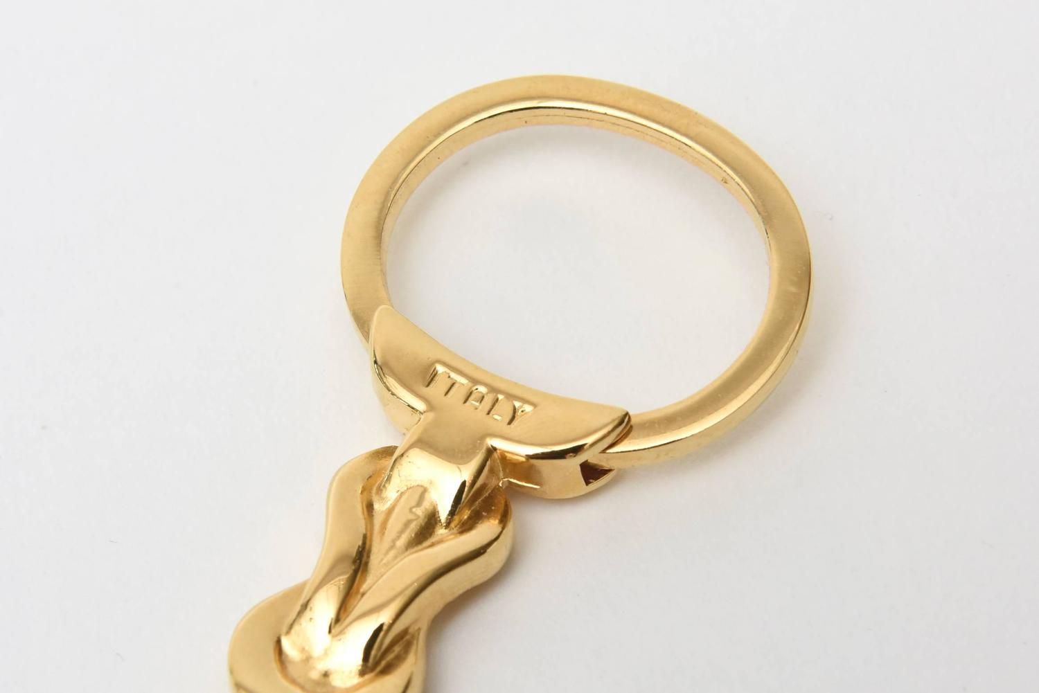 Signed Gucci Gold Plated Key Chain For Sale at 1stdibs