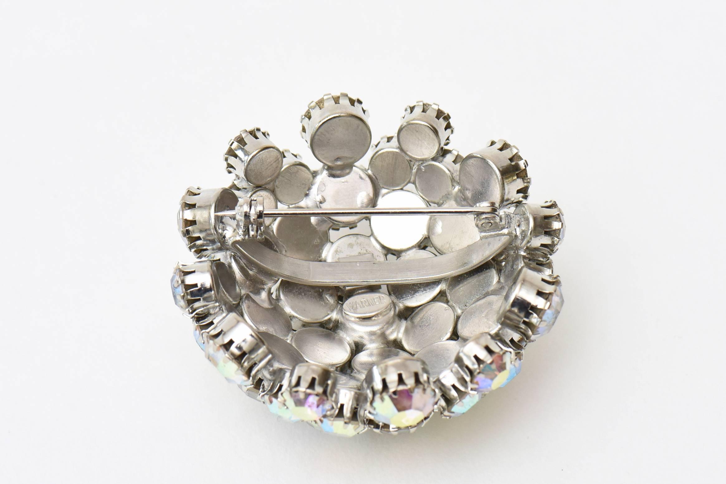 Warner Bora Aurealis Crystal Dome Vintage Pin Brooch Signed at 1stDibs ...