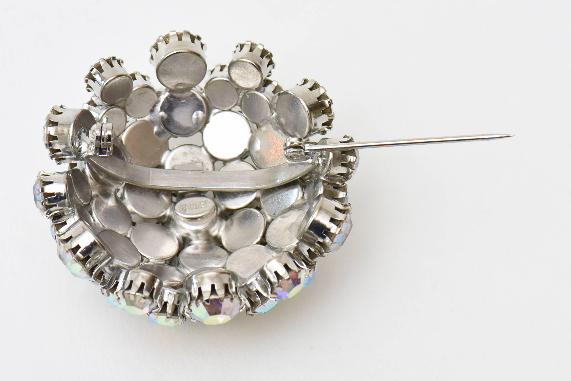 Warner Bora Aurealis Crystal Dome Vintage Pin Brooch Signed at 1stDibs ...