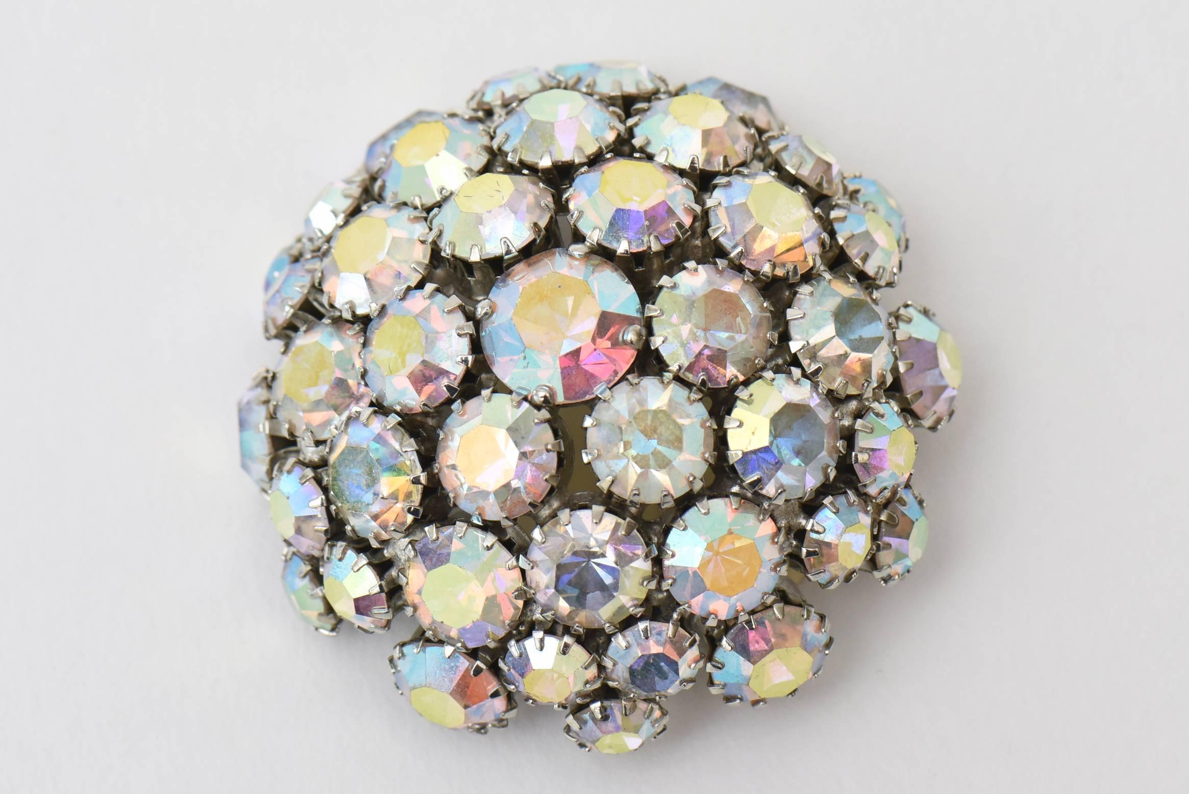 Warner Bora Aurealis Crystal Dome Vintage Pin Brooch Signed at 1stDibs ...