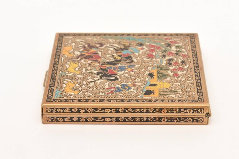 Exquisite Brass Enameled Volupte Compact/Mirror with Persian Motif at ...