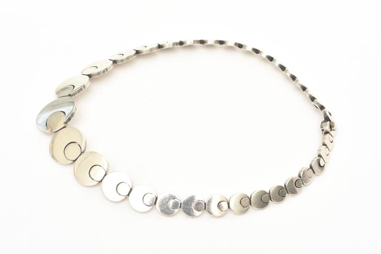 Stering Silver Hallmarked Geometric Link Necklace Vintage For Sale at ...