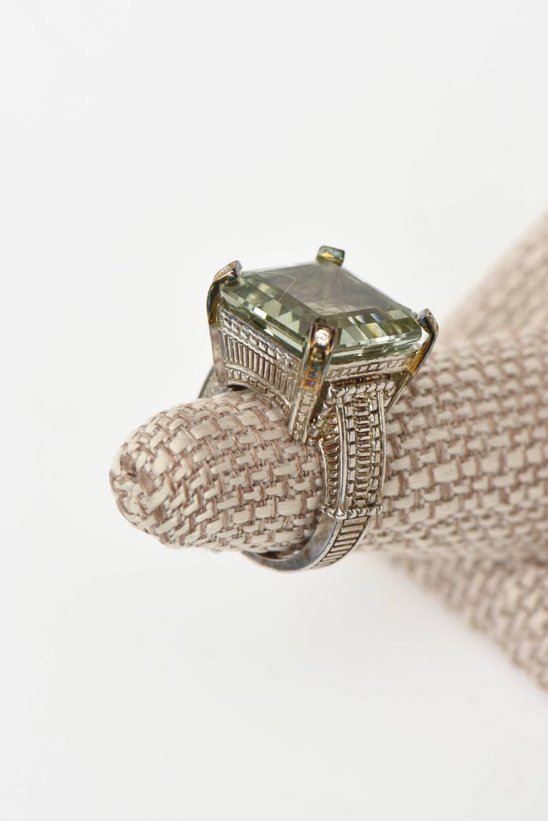 Judith Ripka Green Amethyst, Diamond , !8K White Gold and Sterling ...