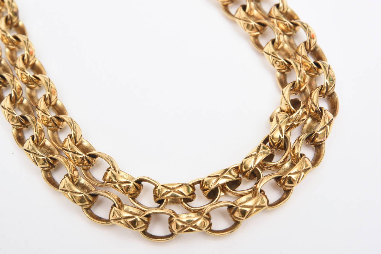 Fabulous Signed Chanel Double Strand Link Necklace at 1stDibs