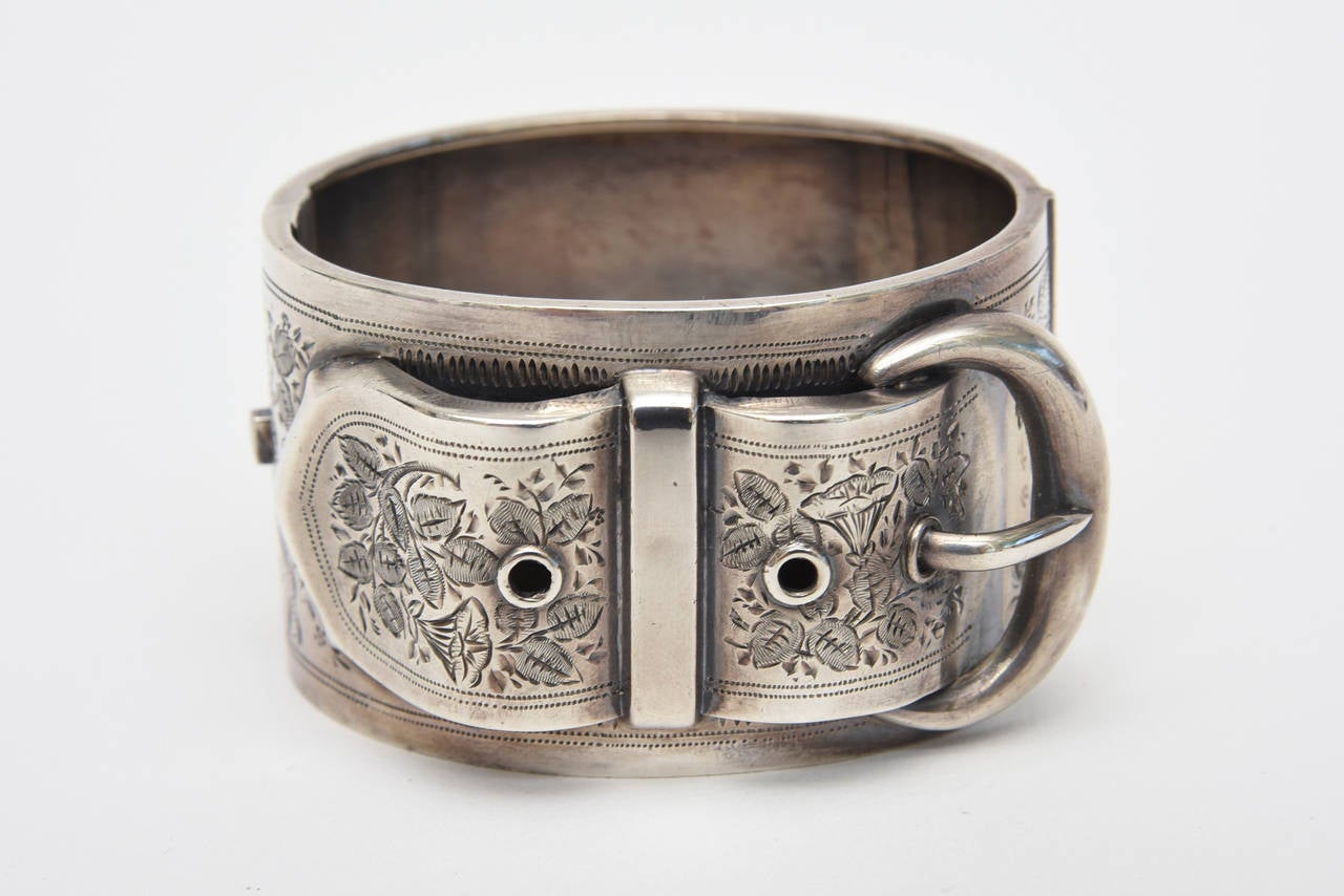 Victorian Sterling Silver Buckle Cuff Bracelet at 1stDibs