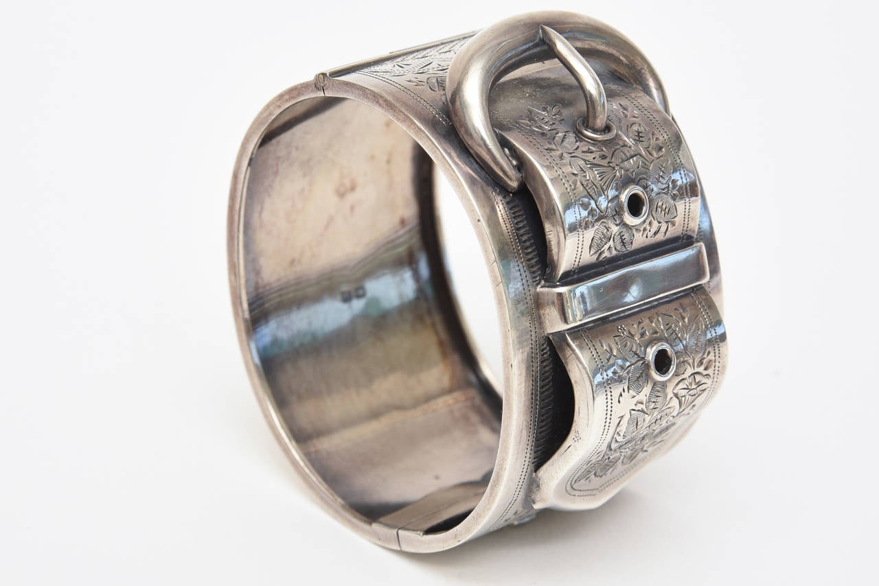 Victorian Sterling Silver Buckle Cuff Bracelet at 1stDibs