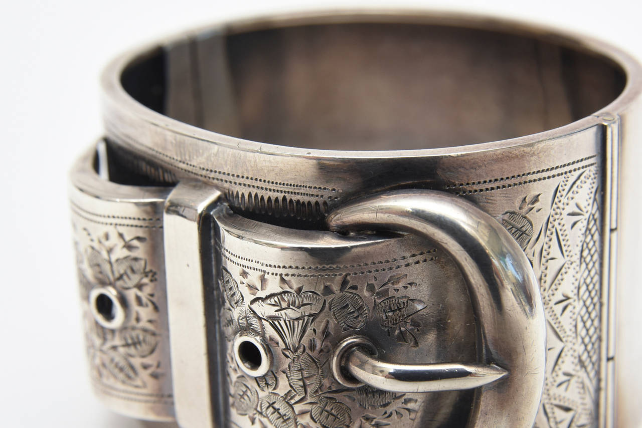 Victorian Sterling Silver Buckle Cuff Bracelet at 1stDibs