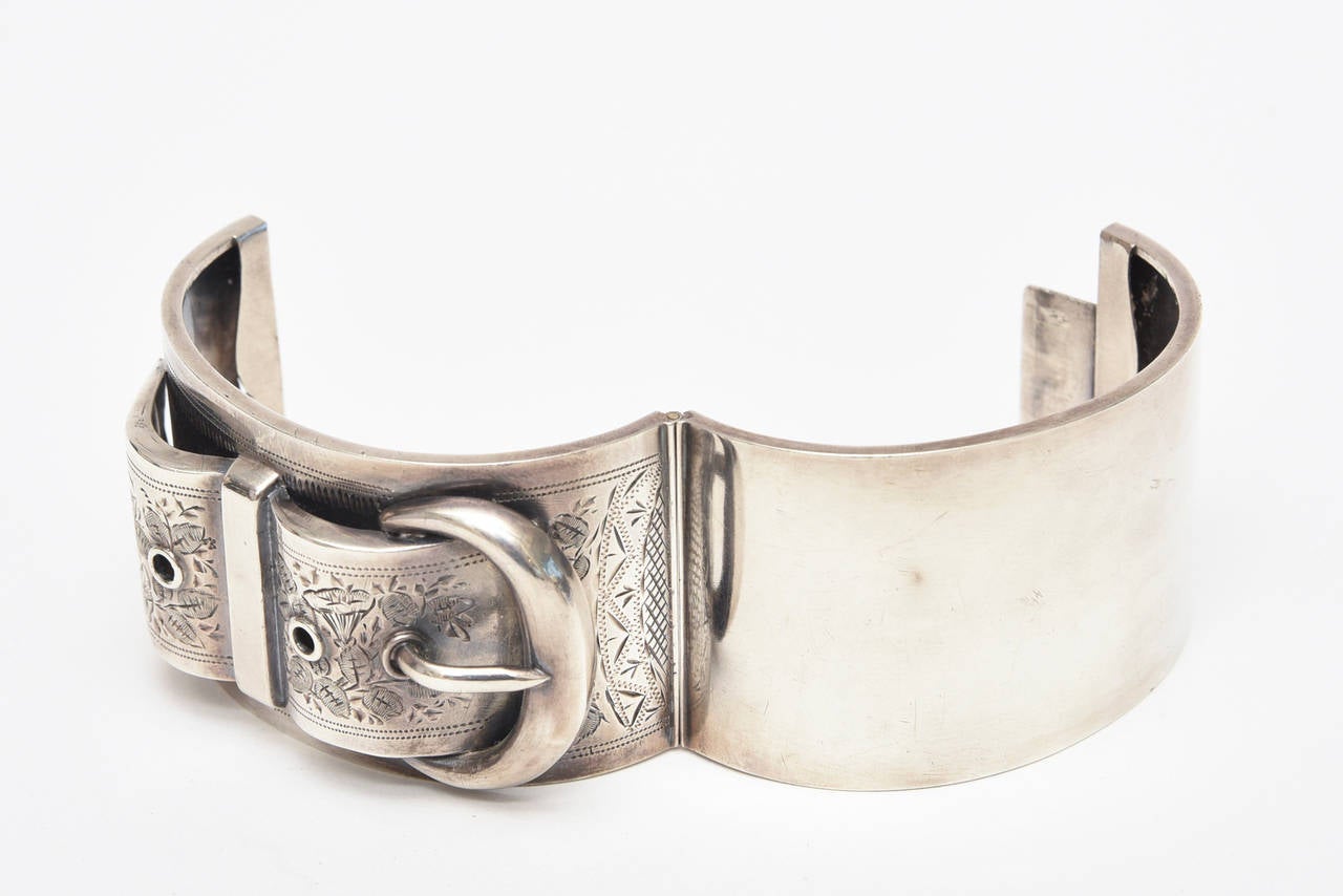 Victorian Sterling Silver Buckle Cuff Bracelet at 1stDibs