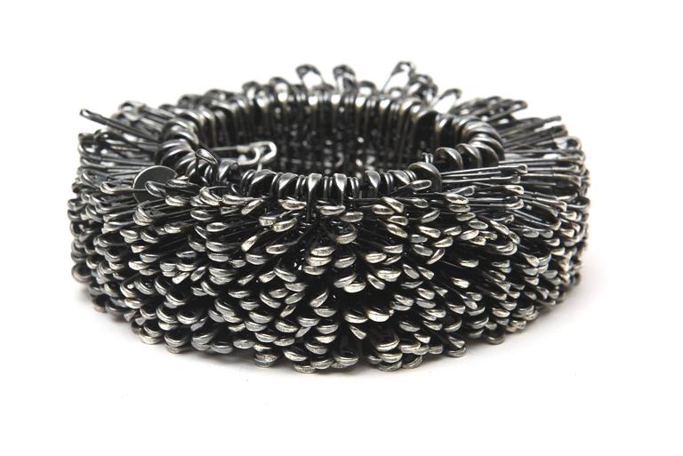 Clemente Heugel Signed French Safety Pin Cuff Bracelet at 1stDibs