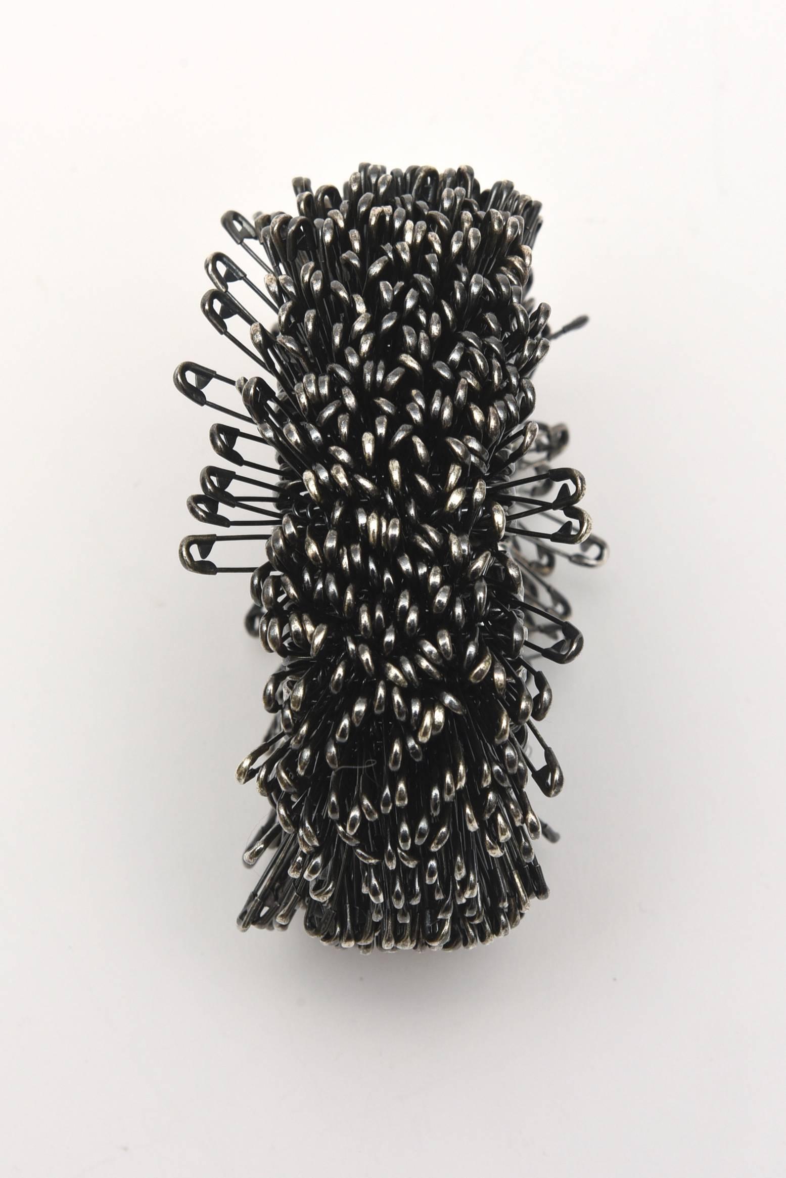 Clemente Heugel Signed French Safety Pin Cuff Bracelet at 1stDibs ...