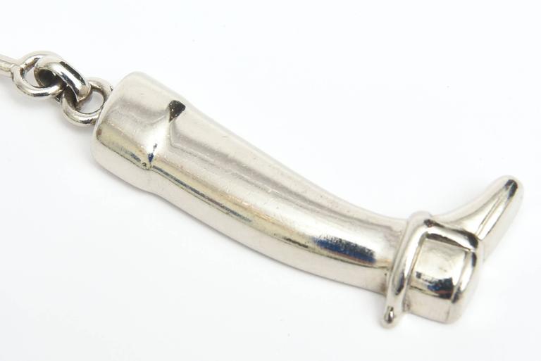 Italian Gucci Chromed Silver-Plate Stirrup Boot key Chain at 1stDibs