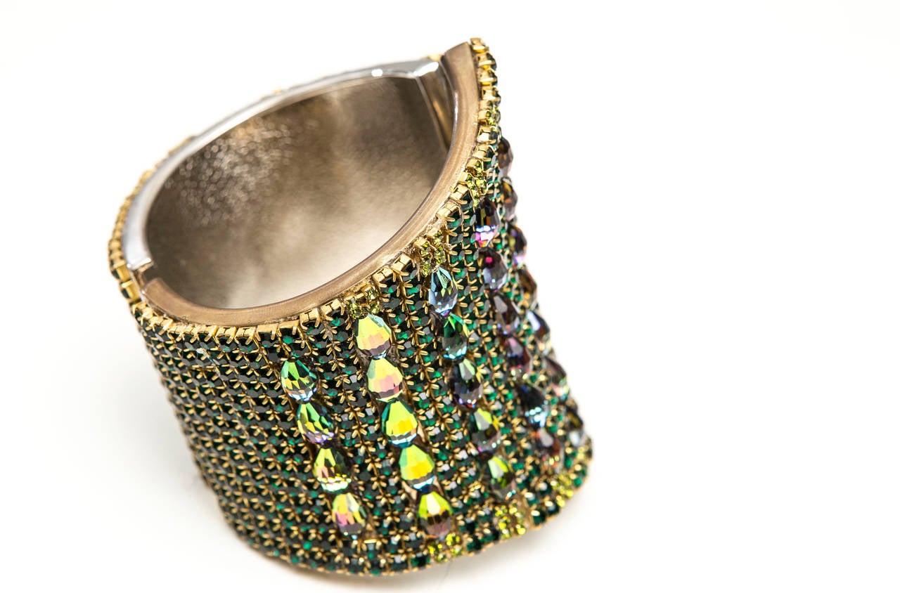 Handmade By Iris G Runway Emerald And Watermelon Crystal Clamp Cuff ...