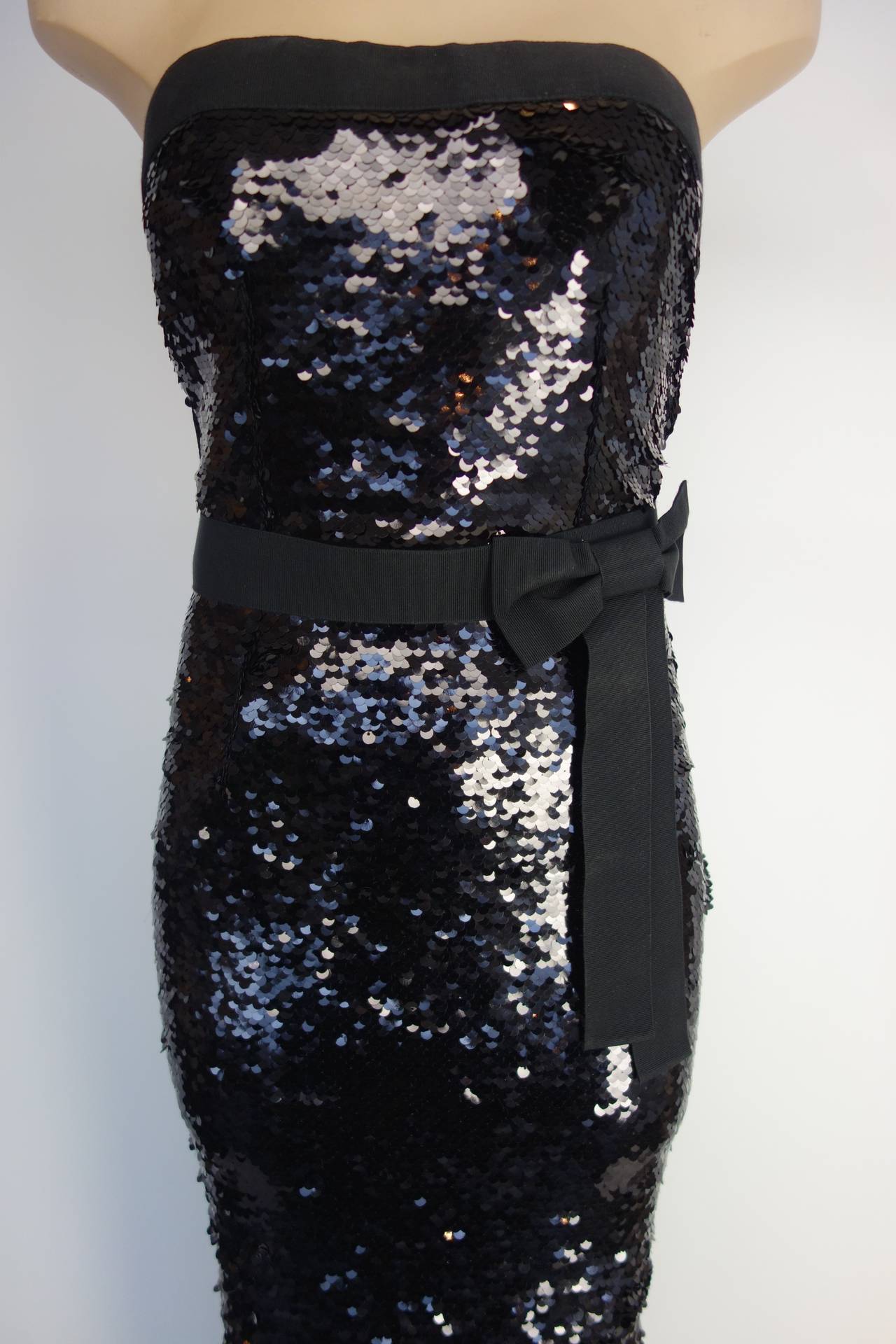 Dolce and Gabbana Black Sequin Strapless Dress at 1stDibs