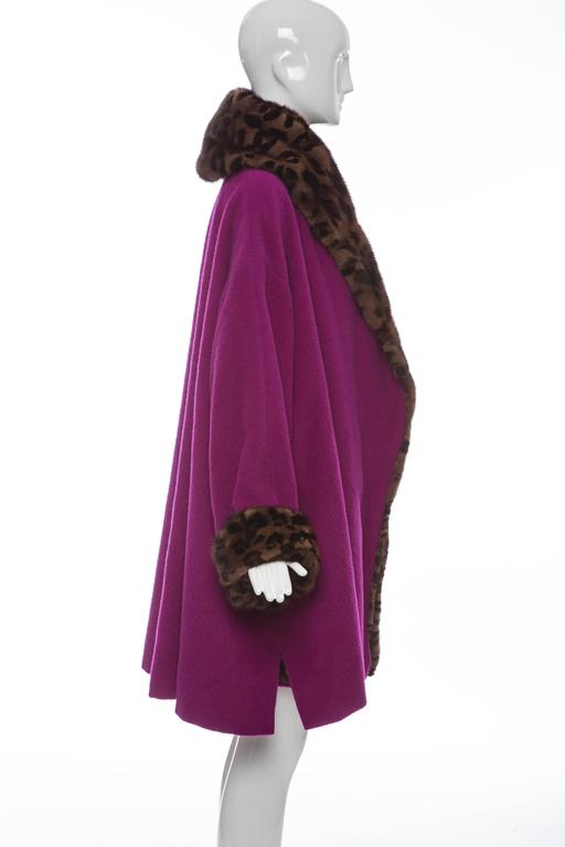 Gianni Versace for Jenny Wool Swing Coat Mink Trim Silk LIning, Circa ...