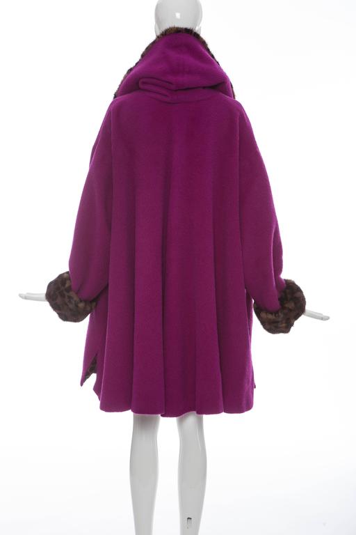 Gianni Versace for Jenny Wool Swing Coat Mink Trim Silk LIning, Circa ...