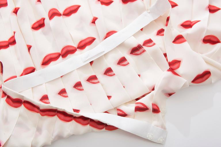 Prada Silk Pleated Lip Print Skirt, Spring - Summer 2000 at 1stDibs ...