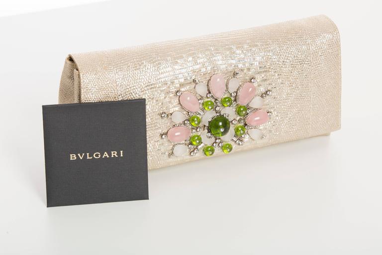 Bulgari Metallic Lizard Evening Clutch Embellished Gem Stones, Spring ...
