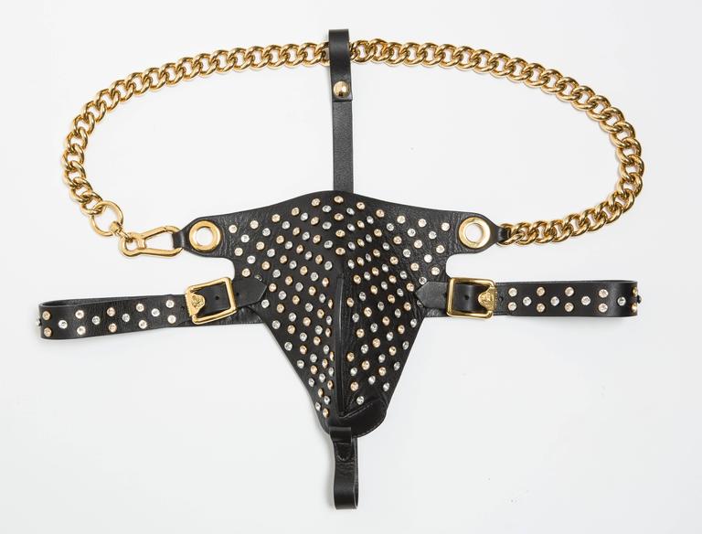 Versace Men's Leather And Crystal Embellished Codpiece, Autumn - Winter ...