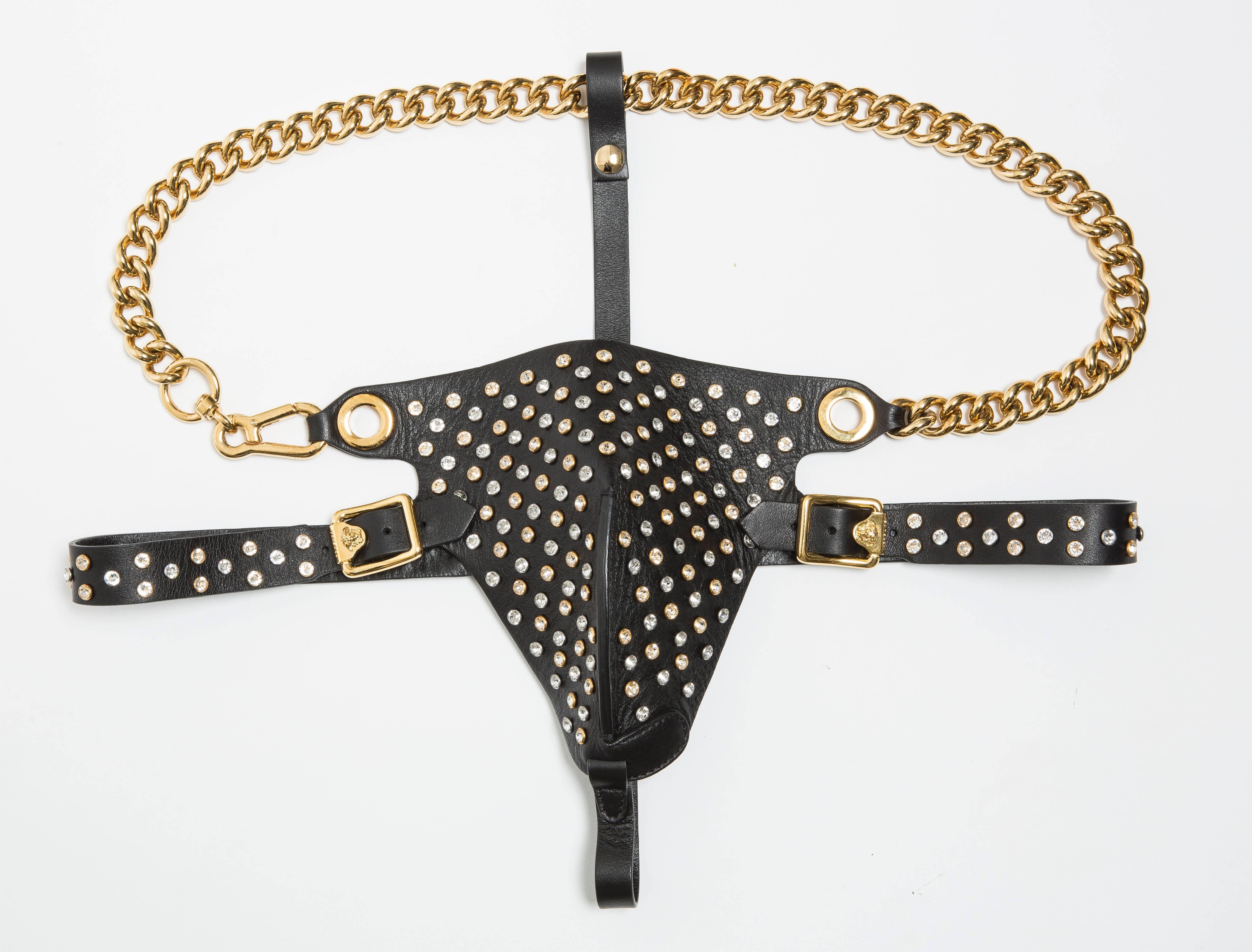 Versace Men''s Leather And Crystal Embellished Codpiece, Autumn ...