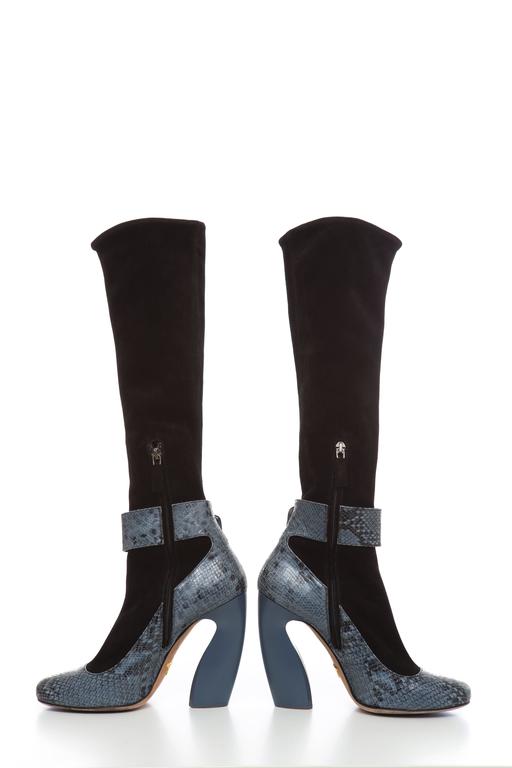 Prada Black Suede Boots With Python Trim, Autumn - Winter 2011 For Sale ...