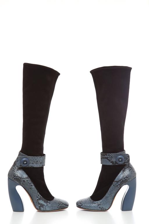 Prada Black Suede Boots With Python Trim, Autumn - Winter 2011 For Sale ...