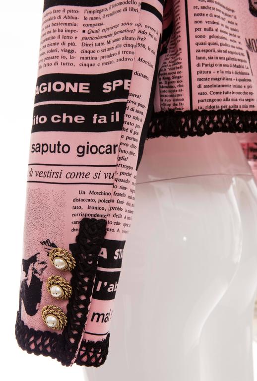 Moschino Couture Newspaper Print Jacket With Smiley Face Buttons, Circa ...