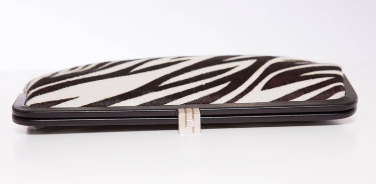 Lambertson Truex Black And White Zebra Print Pony Hair Clutch For Sale ...