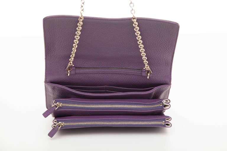 Gucci Amethyst Leather Wallet On Chain Shoulder Bag For Sale at 1stDibs
