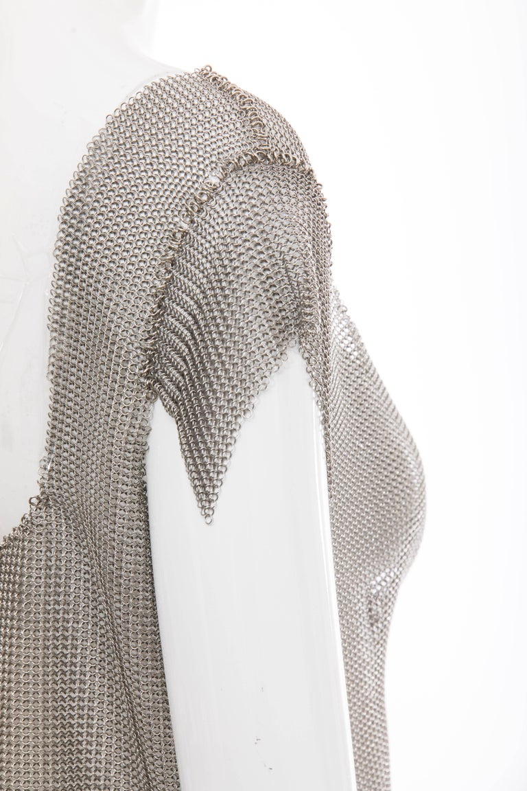 Prada Silver Chain Mail Top With Cap Sleeve, Fall 2002 at 1stDibs