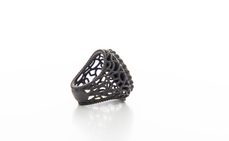 Bottega Veneta Oxidized Sterling Silver Eye Cocktail Ring, Circa 2011 ...