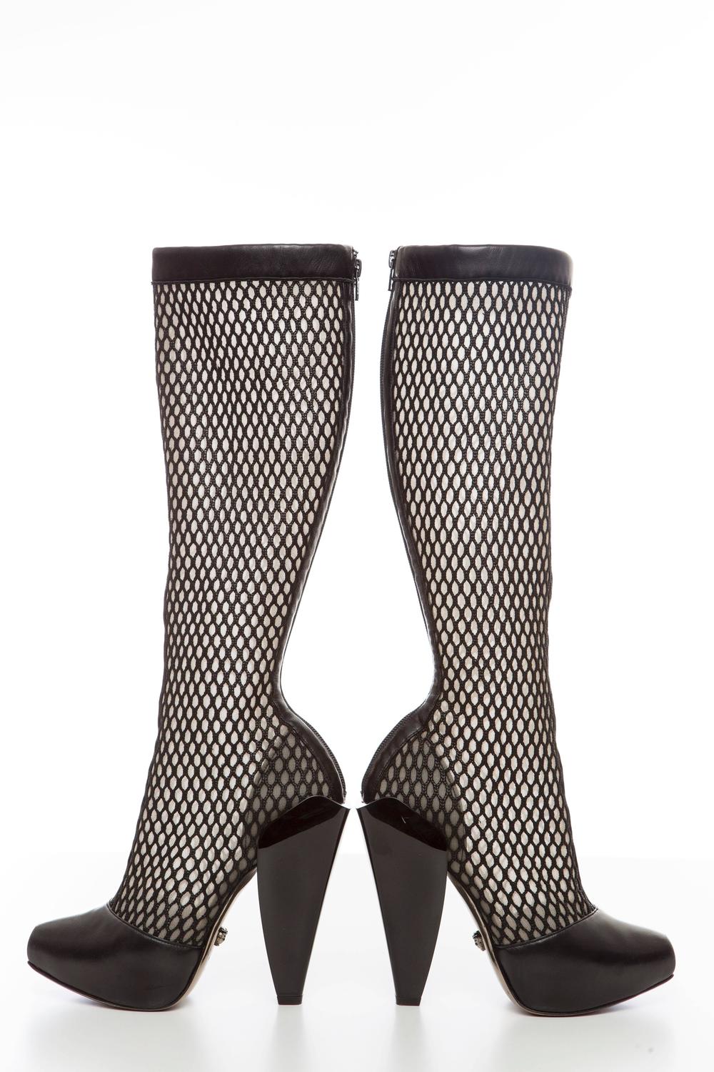 Versace Black Woven Mesh Boots, Autumn - Winter 2012 For Sale at 1stdibs