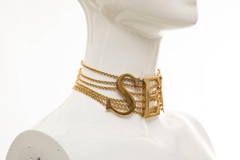 Dolce And Gabbana Runway Gold Tone Sex Choker Necklace Spring 2003